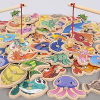 China Fishing Game Wooden Alphanumeric Toys For Children Montessori Early Educational for sale