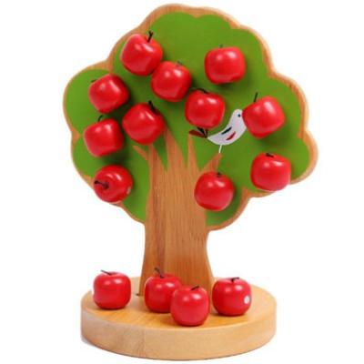 China Apple Tree Wooden Montessori Baby Toys For Kids Pick Fruit Educational for sale