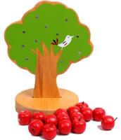 China Apple Tree Wooden Montessori Baby Toys For Kids Pick Fruit Educational for sale