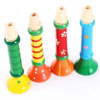 China Hot Baby Wooden Horn Whistle Musical Instrument Toys Kids Colorful for sale