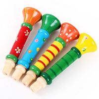 China Hot Baby Wooden Horn Whistle Musical Instrument Toys Kids Colorful for sale