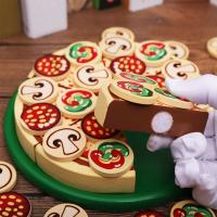 China 64 Pcs Pretend Play Wooden Pizza Toy For Children Food Cooking for sale
