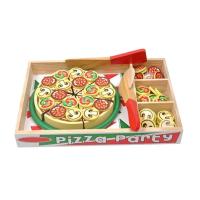 China 64 Pcs Pretend Play Wooden Pizza Toy For Children Food Cooking for sale