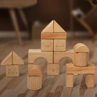 China 20pcs Beech Burlywood Wooden Blocks Toys Natural Montessori Learning Education for sale