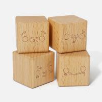 China 20pcs Beech Burlywood Wooden Blocks Toys Natural Montessori Learning Education for sale