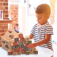 China 27pcs Wooden Alphabet Blocks Letter Blocks Printed With Number for sale