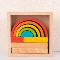 China Wooden Stacker Nesting Puzzle Blocks Montessori Stacking Game For Preschool for sale