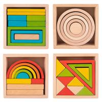 China Wooden Stacker Nesting Puzzle Blocks Montessori Stacking Game For Preschool for sale