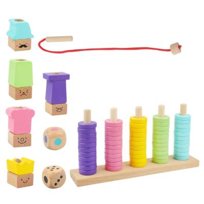 China 1 Set Wooden Pile Circle Game Puzzle Children Interactive Plaything for sale