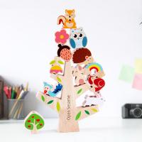 China Wooden Animal Balance Stacking Game Natural Tree Toy For Preschool for sale