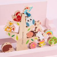 China Wooden Animal Balance Stacking Game Natural Tree Toy For Preschool for sale