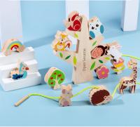 China Wooden Animal Balance Stacking Game Natural Tree Toy For Preschool for sale