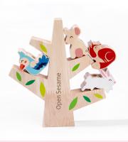 China Wooden Animal Balance Stacking Game Natural Tree Toy For Preschool for sale