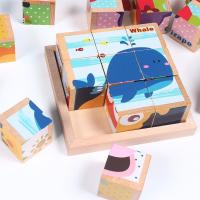 China 3D Wooden Building Blocks Educational Six Sided Cubes For Children for sale