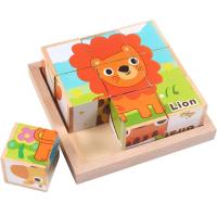China 3D Wooden Building Blocks Educational Six Sided Cubes For Children for sale