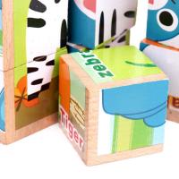 China 3D Wooden Building Blocks Educational Six Sided Cubes For Children for sale