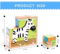 China 3D Wooden Building Blocks Educational Six Sided Cubes For Children for sale