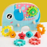 China Intelligent Elephant Owl Gear Block Wood Creative Animal Design for sale