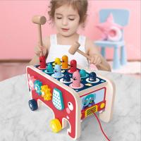 China 2 Mallets Wooden Hammer Toys Burr Free For Toddler Boys Girls for sale