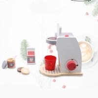 China Simulation Coffee Machine Wooden Miniature Kitchen Set For Baby Early Learning for sale
