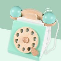 China Dial Telephone Unfinished Wood Crafts Interactive Early Edcuation For Kids for sale