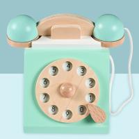 China Dial Telephone Unfinished Wood Crafts Interactive Early Edcuation For Kids for sale
