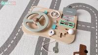 China Cognitive Unlocking Color Matching Simulation Steering Wheel Clock Wooden for sale