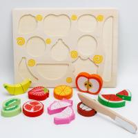 China Kitchen Toys Vegetables Wooden Fruit Cutting Set For Children for sale