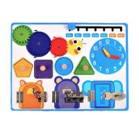 China Montessori Wooden Calendar Clock Unlocking Board For Boys Girls for sale