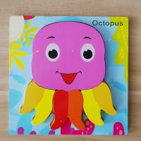 China Wooden Cartoon Animal 3D Puzzle Children Early Education Cognitive for sale