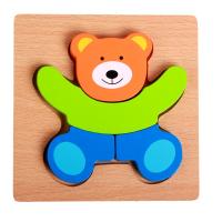 China Wooden Cartoon Animal 3D Puzzle Children Early Education Cognitive for sale