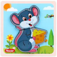 China Wooden Cartoon Animal 3D Puzzle Children Early Education Cognitive for sale