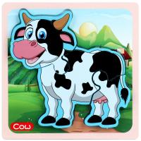 China Wooden Cartoon Animal 3D Puzzle Children Early Education Cognitive for sale