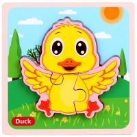 China Wooden Cartoon Animal 3D Puzzle Children Early Education Cognitive for sale