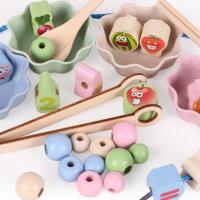China Montessori Wooden Toys Hands Brain Training Clip Beads Puzzle Math Game for sale