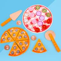 China Food Cooking Simulation Wooden Pizza Toy Fruit Vegetable With Tableware for sale