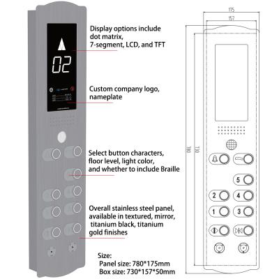China Elevator Car Control Panel ZFPB006 with Box 730x157x50mm SUS Frame LCD Display Options for sale