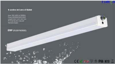 China High Lumen IK10 Tri Proof LED Batten IP66 Waterproof Linkable PC Material for sale