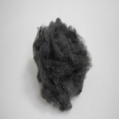 China 6D × 65mm Recycled Polyester Staple Fiber - GRS Certified Gray Black PSF for Furniture & Textiles for sale