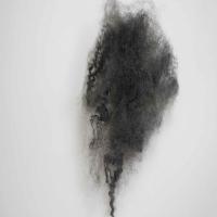 China Solid Gray Polyester Staple Fiber 6D x 65mm Fire Retardant GRS Certified Recycled Material for sale