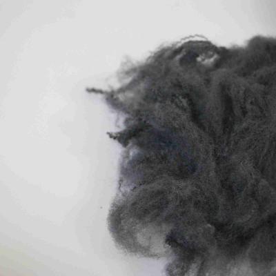 China Low Crimp Solid Polyester Staple Fiber PSF 8.89D×65mm Gray Recycled GRS Certified Fiber for sale