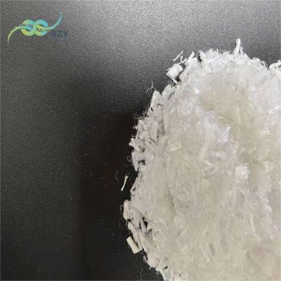 China Low Crimp PET Ultra Short Fiber 8mm 1.67D GRS Certified Recycled Polyester for Thermal Filling for sale