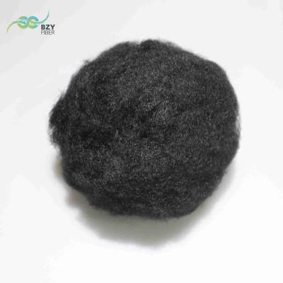 China 15D 64mm Black Dope Dyed Recycled Polyester Staple Fiber - GRS Certified for Furniture & Textile Applications for sale