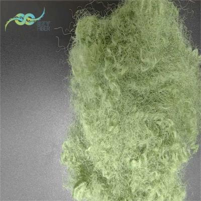 China Green Hollow Conjugated Recycled Polyester Staple Fiber siliconized 15D Fiber for sale