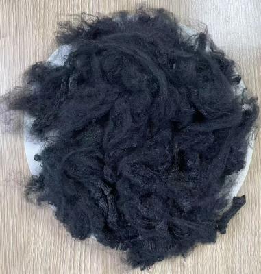 China Virgin Polyester Staple Fiber 3D 150mm Black For Worsted Spinning for sale