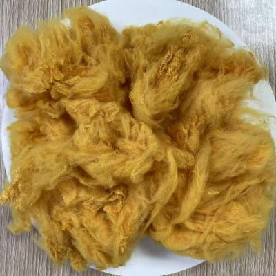 China Dope Dyed Polyester Fiber 1.5D High Flame Retardant Golden Yellow for sale