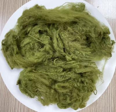 China Recycled Polyester Staple Fiber with 255-265°C Melting Point in Bright Army Green and High Wrinkle Resistance for sale