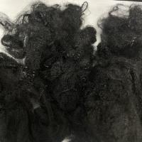 China 2.5D*64mm black virgin recycled 2D hollow fiber, Suitable for bedding, pillows, cushions and sofa fabric filling for sale