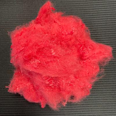 China Red low melting point fiber with its own red dyeing process, suitable for glue-free bonding and industrial filter felt for sale