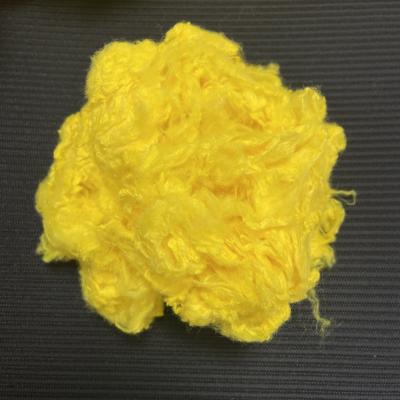 China Yellow viscose staple fiber Colorfast Dope-Dyed Spinning Rayon High Color Uniformity Spinning Fiber for Knitted Fabric for sale